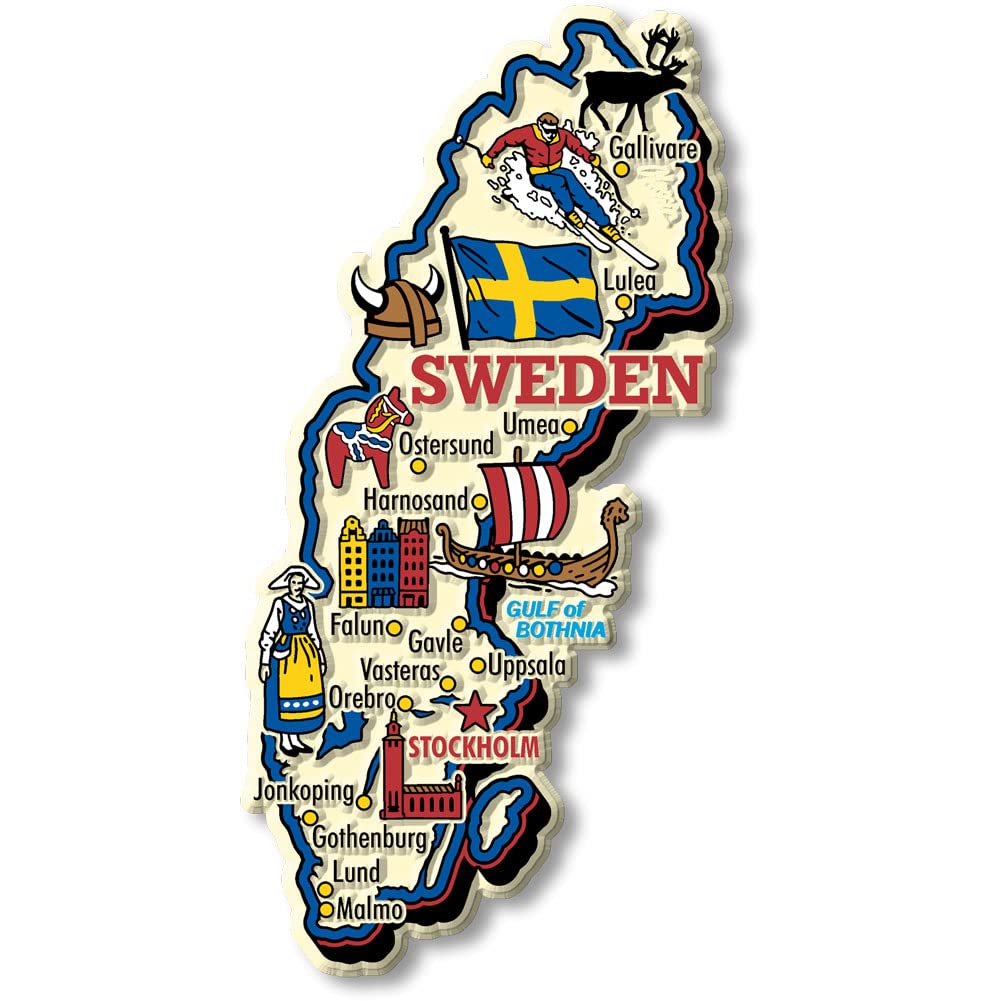 Sweden Jumbo Country Map Magnet by Classic Magnets, Collectible Souvenirs Made in The USA