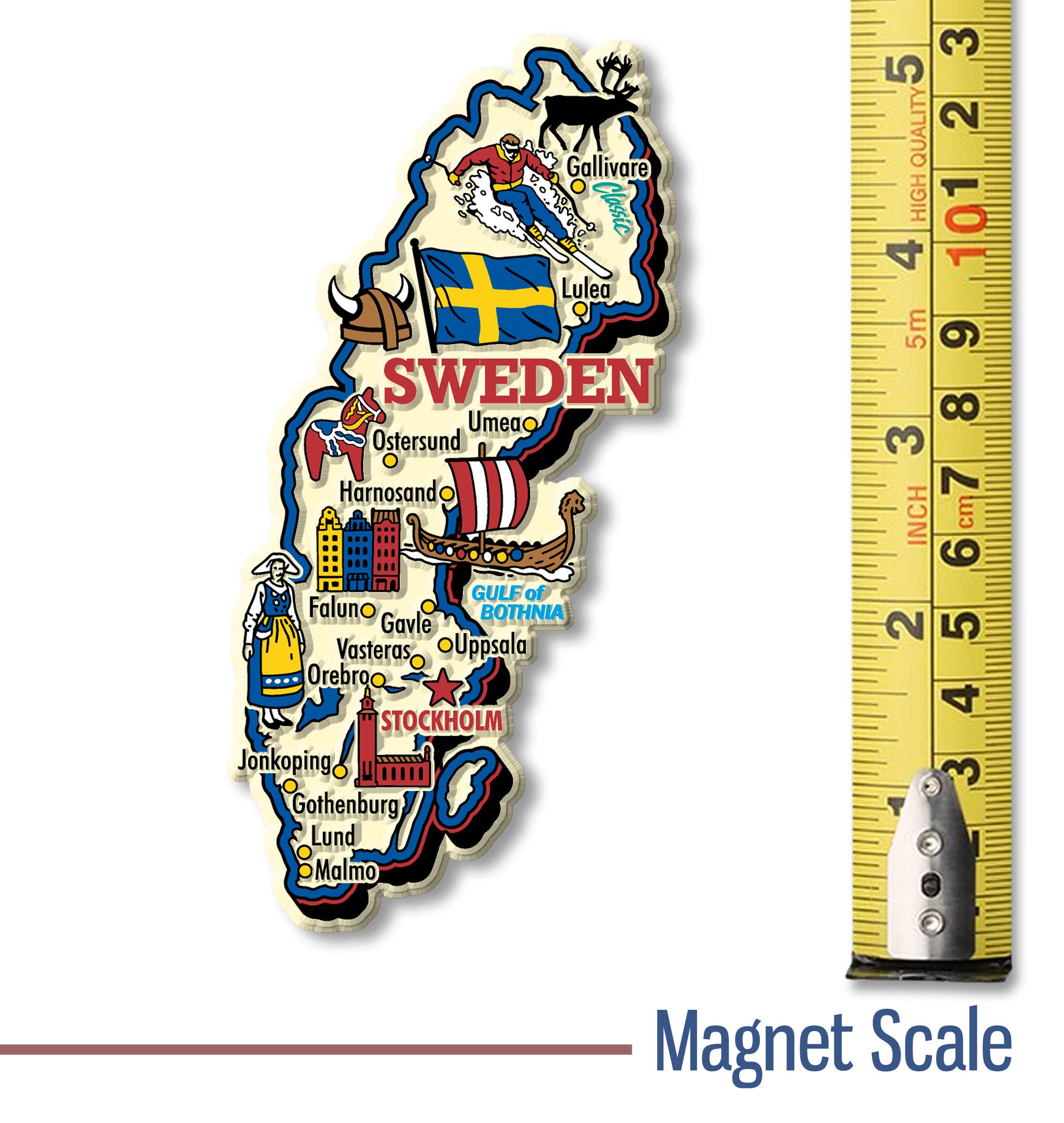 Sweden Jumbo Country Map Magnet by Classic Magnets, Collectible Souvenirs Made in The USA