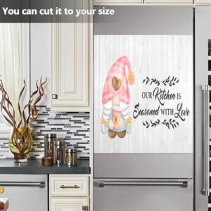 Coffee Gnome Wood Texture Dishwasher Magnet Cover Our Kitchen Seasoned with Love Magnetic Sticker Dish Washer Door Panel Cover Fridge Appliance Magnet Decal Sheet Kitchen Decor 23x26 inch