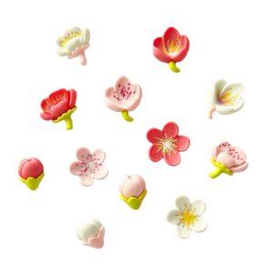 12 pcs colorful flower fridge magnet, cherry blossoms refrigerator magnets, flower magnets novelty office home kitchen accessories whiteboard magnets