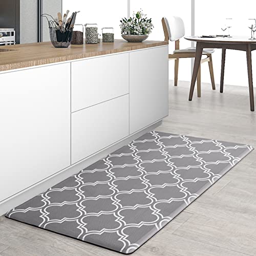 Keeko Kitchen Mat, 20''x39'' Cushioned Anti-Fatigue Floor Mat, Heavy Duty PVC Ergonomic Comfort Standing Foam Mat for Kitchen, Floor Home, Office, Sink, Laundry, Grey