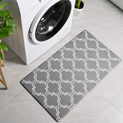 Keeko Kitchen Mat, 20''x39'' Cushioned Anti-Fatigue Floor Mat, Heavy Duty PVC Ergonomic Comfort Standing Foam Mat for Kitchen, Floor Home, Office, Sink, Laundry, Grey