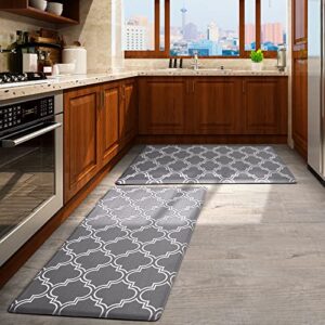 Keeko Kitchen Mat, 20''x39'' Cushioned Anti-Fatigue Floor Mat, Heavy Duty PVC Ergonomic Comfort Standing Foam Mat for Kitchen, Floor Home, Office, Sink, Laundry, Grey