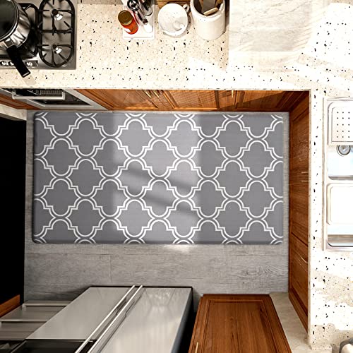 Keeko Kitchen Mat, 20''x39'' Cushioned Anti-Fatigue Floor Mat, Heavy Duty PVC Ergonomic Comfort Standing Foam Mat for Kitchen, Floor Home, Office, Sink, Laundry, Grey