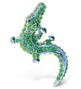 cota global alligator sparkling refrigerator magnet - green & silver sparkling rhinestones, reptile animal magnet for kitchen door fridge, cool home & office novelty decor - 2.25 inch