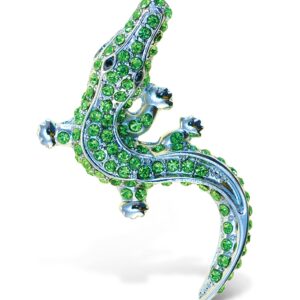 COTA Global Alligator Sparkling Refrigerator Magnet - Green & Silver Sparkling Rhinestones, Reptile Animal Magnet for Kitchen Door Fridge, Cool Home & Office Novelty Decor - 2.25 Inch