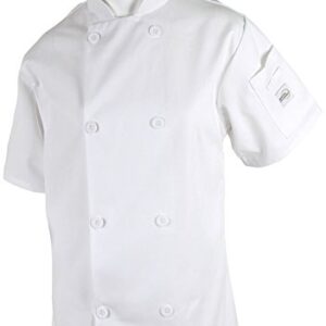 Mercer Culinary M60023WHM Millennia Women's Short Sleeve Cook Jacket with Traditional Buttons, Medium, White