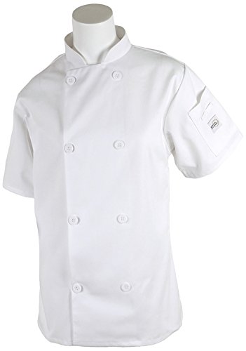 Mercer Culinary M60023WHM Millennia Women's Short Sleeve Cook Jacket with Traditional Buttons, Medium, White