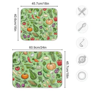 Absorbent Dish Drying Mat for Kitchen Counter - Fruit and Vegetable Microfiber Drying Pad, Reversible Drainer Mats for Countertop, Small 16 x 18 inch