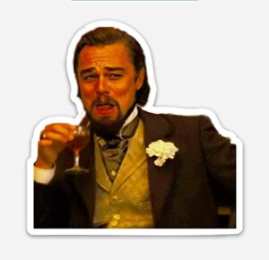 scoutdoors leonardo dicaprio laughing meme magnet 3" by 3"- make real life a meme, great gift for your refrigerator, dorm, garage, locker, office or vehicle