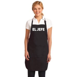 El Jefe! Spanish for Boss Funny Gift Kitchen Apron - Gift idea for you for Your Friend, Your Family's Member – Black…