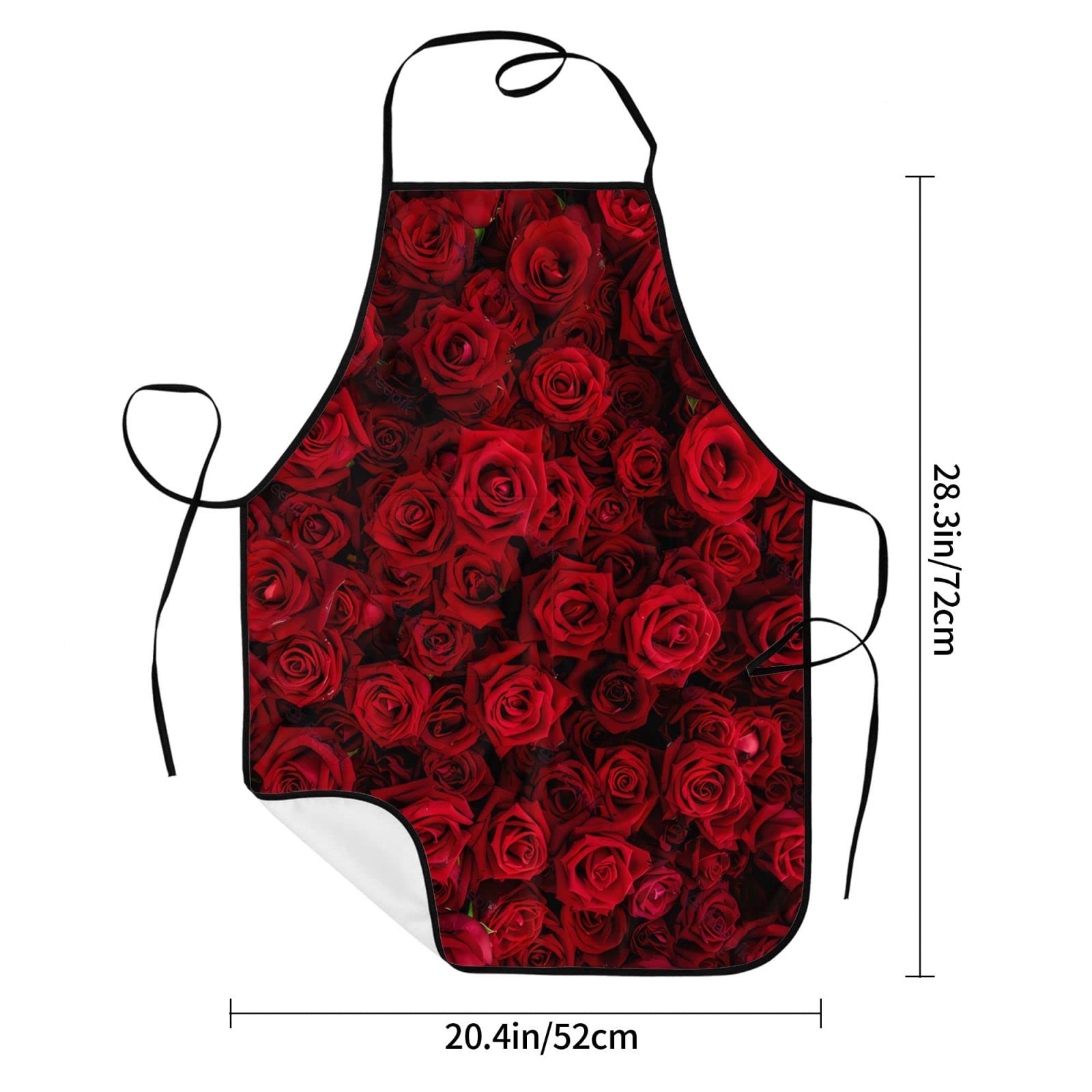 Qurdtt Rose Flowers Apron Home Kitchen Cooking Baking Gardening Cleaning for Women & Men with Pockets, Adult Gifts