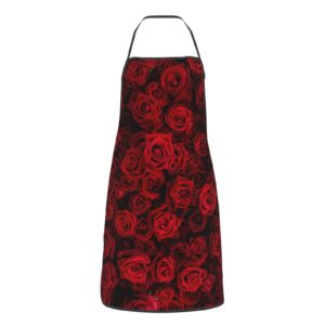 Qurdtt Rose Flowers Apron Home Kitchen Cooking Baking Gardening Cleaning for Women & Men with Pockets, Adult Gifts