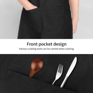 Viedouce 2 Packs Aprons Cotton,Cooking Kitchen Aprons,Adjustable Chef Apron with Pockets for Men Women,Black Aprons for Restaurant Garden Artist Garden BBQ,School,House