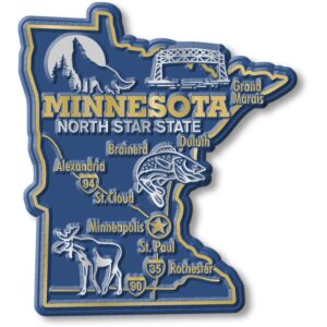 minnesota giant state magnet by classic magnets, 3.2" x 3.6", collectible souvenirs made in the usa