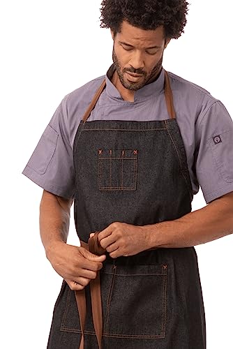 Chef Works Unisex Memphis Chefs Bib Apron, Black, One Size