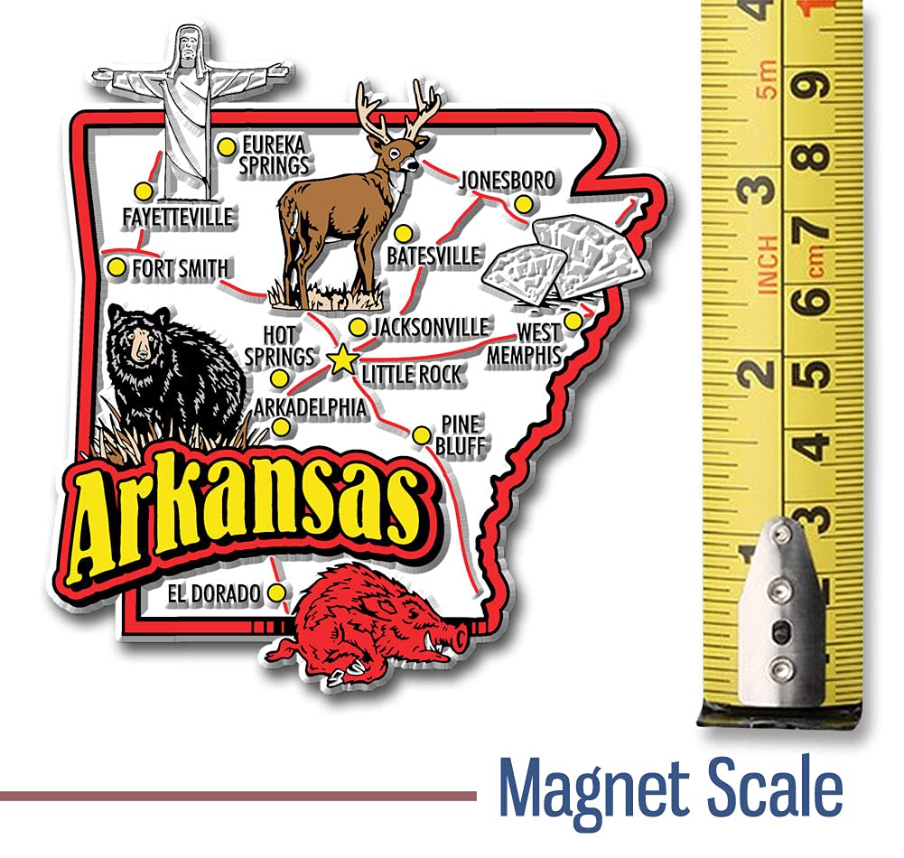 Arkansas Jumbo State Magnet by Classic Magnets, 3.5" x 3.7", Collectible Souvenirs Made in The USA