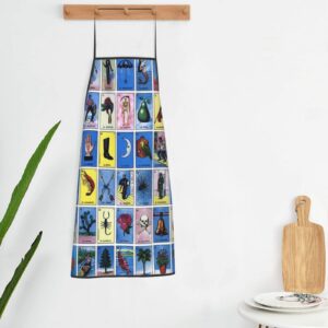 Colorful Mexican Bingo Cards Aprons Waterproof Chef Apron Bib Aprons For Women Men Kitchen Cooking Baking Gardening Bbq