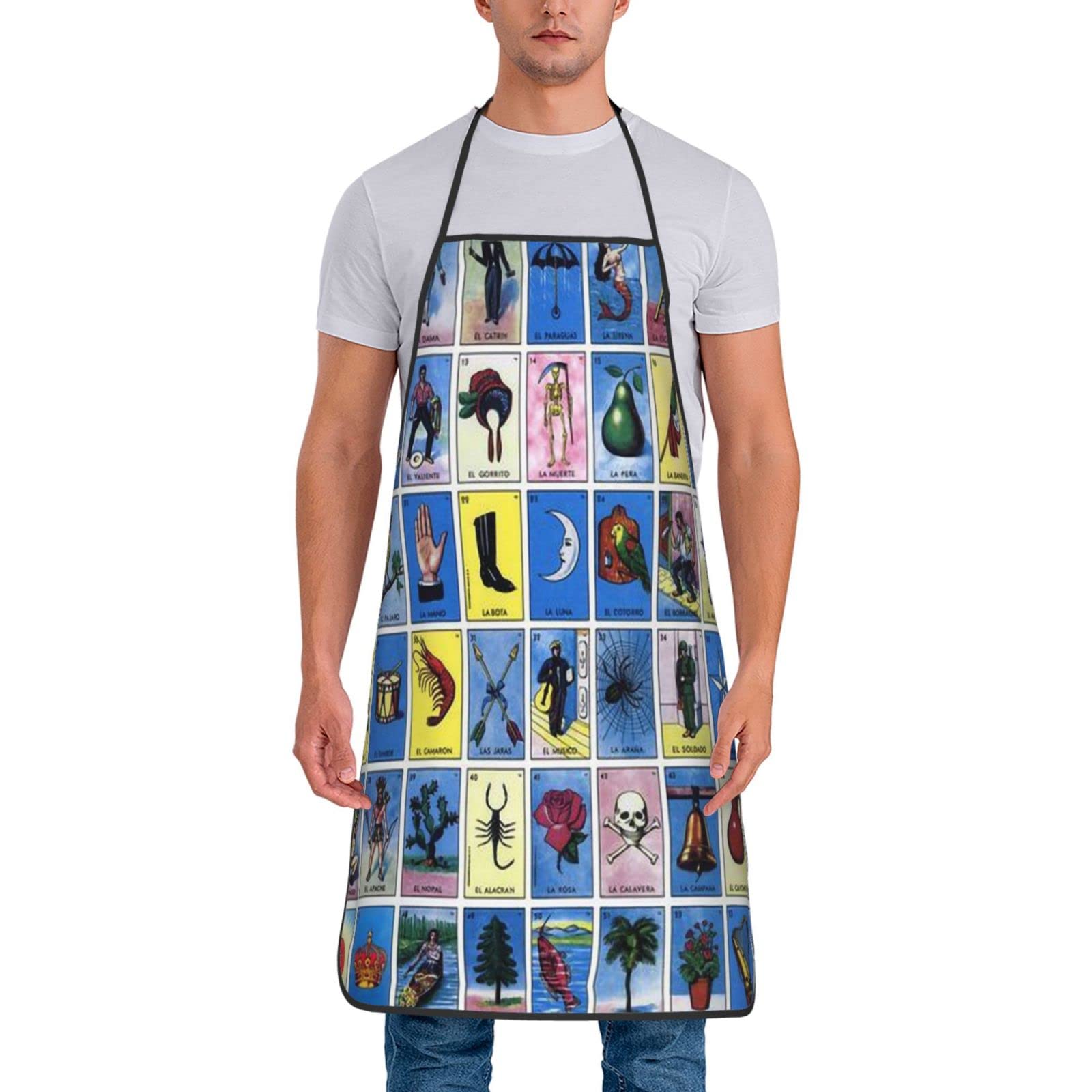 Colorful Mexican Bingo Cards Aprons Waterproof Chef Apron Bib Aprons For Women Men Kitchen Cooking Baking Gardening Bbq