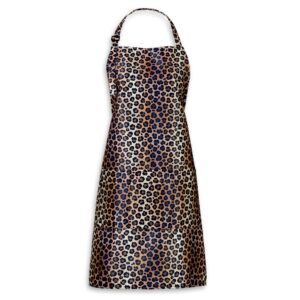 plum hill leopard cheetah apron for hair stylists, cosmetology, make-up artists, beauticians - waterproof apron; bleach proof aprons for hair coloring eyelashes, brows, esthetician aprons for women