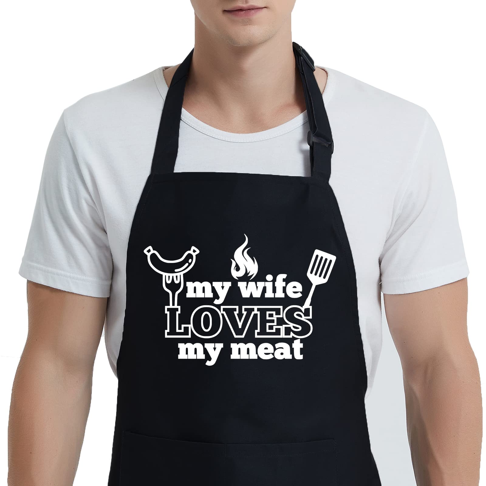 Oxpaynop Funny Aprons for Men - Husband Gifts from Wife, Mens Apron for Grilling BBQ Cooking Chef Kitchen Grill, Gag Gifts for Men Dad Father Naughty Gifts for Him Birthday