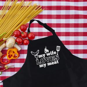 Oxpaynop Funny Aprons for Men - Husband Gifts from Wife, Mens Apron for Grilling BBQ Cooking Chef Kitchen Grill, Gag Gifts for Men Dad Father Naughty Gifts for Him Birthday