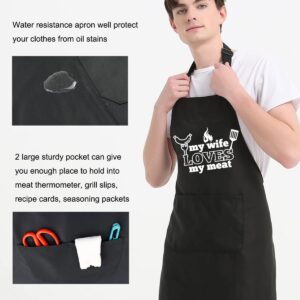 Oxpaynop Funny Aprons for Men - Husband Gifts from Wife, Mens Apron for Grilling BBQ Cooking Chef Kitchen Grill, Gag Gifts for Men Dad Father Naughty Gifts for Him Birthday