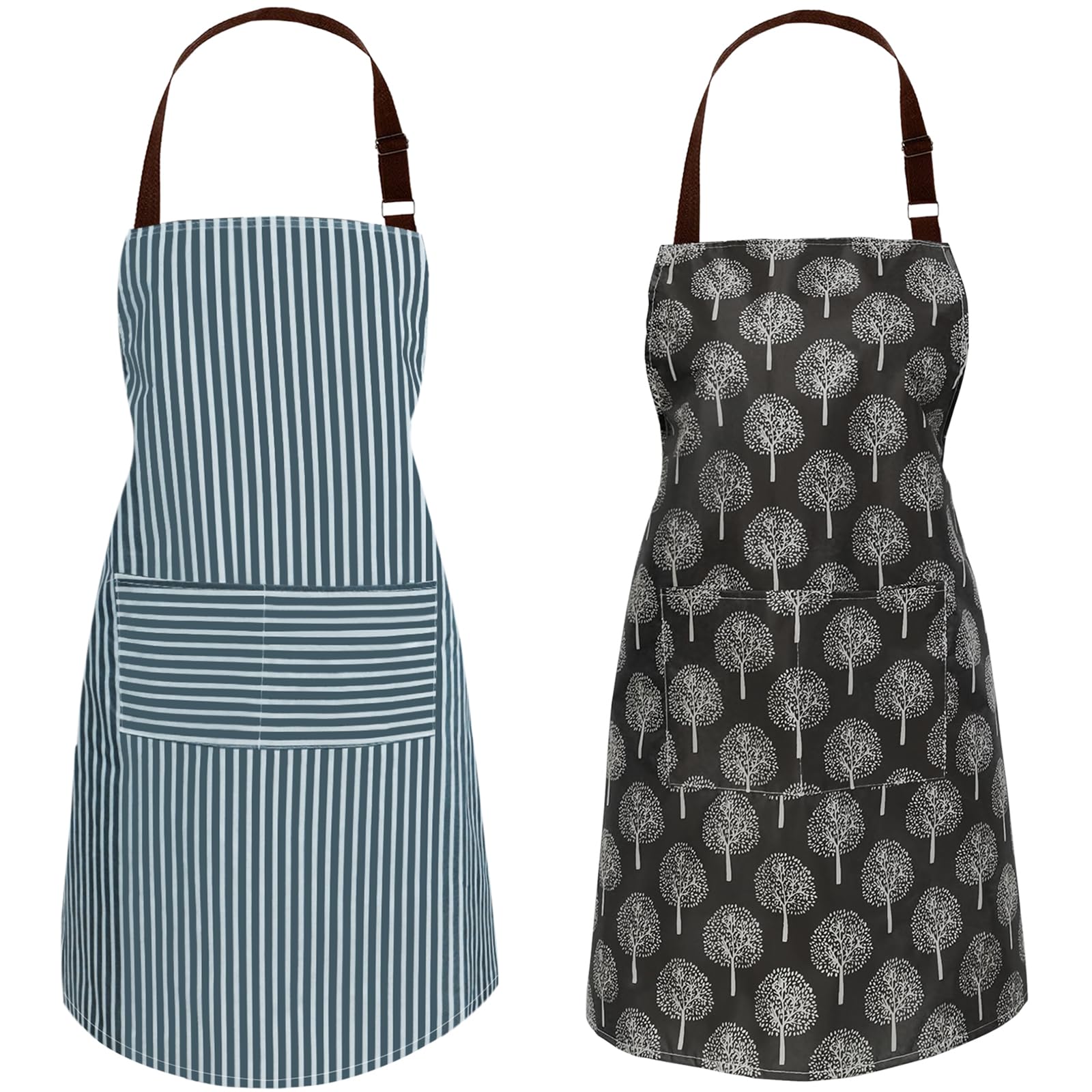 ATROPOS 2 Pack Aprons for Women with Pockets, Waterproof Cooking Aprons for Women Men, Adjustable Bib Apron Chef Aprons for Kitchen, Cooking, BBQ, Cleaning