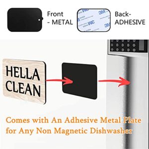 Hella Clean and Dirty Af Magnet Dishwasher Magnet Oxepleus Double Sided Dirty Clean Sign for Dishwasher (3D Wood)