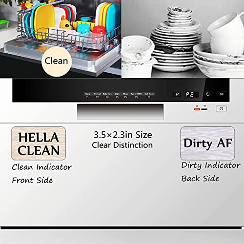 Hella Clean and Dirty Af Magnet Dishwasher Magnet Oxepleus Double Sided Dirty Clean Sign for Dishwasher (3D Wood)