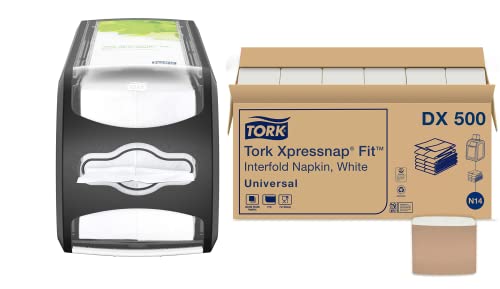 Tork Xpressnap Fit Counter Napkin Dispenser Black - N14 + Refill - White Dispenser Napkin, 36 Packs x 240 Napkins