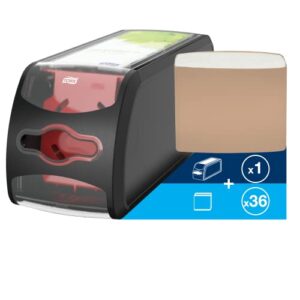 Tork Xpressnap Fit Counter Napkin Dispenser Black - N14 + Refill - White Dispenser Napkin, 36 Packs x 240 Napkins