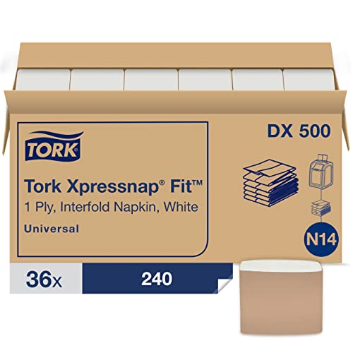 Tork Xpressnap Fit Counter Napkin Dispenser Black - N14 + Refill - White Dispenser Napkin, 36 Packs x 240 Napkins