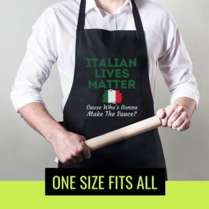 Food Black Apron - Funny Italian Lives Matter Cook Novelty Italy Flag T-Shirt Black Cooking Aprons