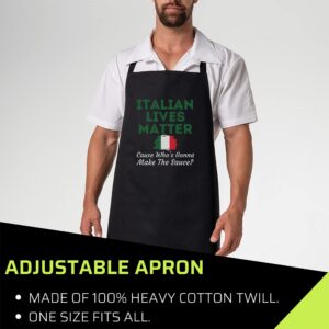 Food Black Apron - Funny Italian Lives Matter Cook Novelty Italy Flag T-Shirt Black Cooking Aprons