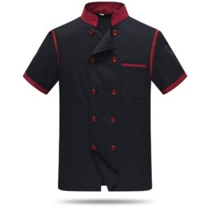 chef jackets waiter coat short sleeves back and underarm mesh size us: xl black(label:xxxl)