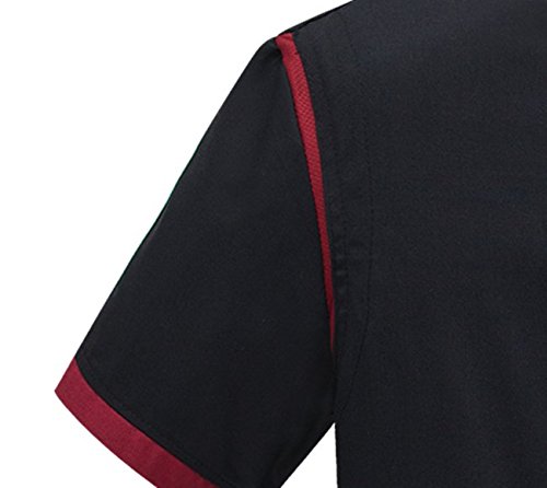 Chef Jackets Waiter Coat Short Sleeves Back and Underarm Mesh Size US: XL Black(Label:XXXL)