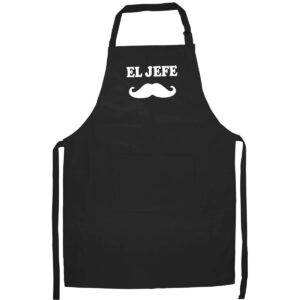 apasin: el jefe funny boss mexican mustache cinco de mayo apron - gift for any purpose - black