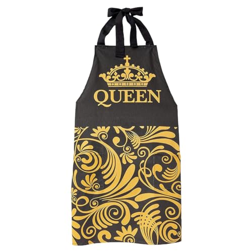 African American Expressions - Mothers Day Gifts for Mom, Kitchen Apron, Queen Black and Gold, 36 x 26 Inch, KA-03