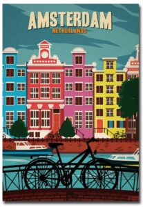 amsterdam netherlands travel vintage art refrigerator magnet size 2.5" x 3.5"