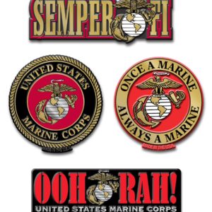 U.S. Marine Corps Magnet Set by Classic Magnets, 4-Piece Set, Collectible Souvenirs Made in The USA