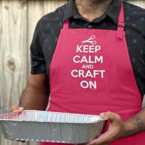 Keep Calm and Craft On Funny Apron for Crafting Crafter Scrapbooking Quilting Sewing Two Pocket Apron for Crafting Scrapbooker Apron Heliconia