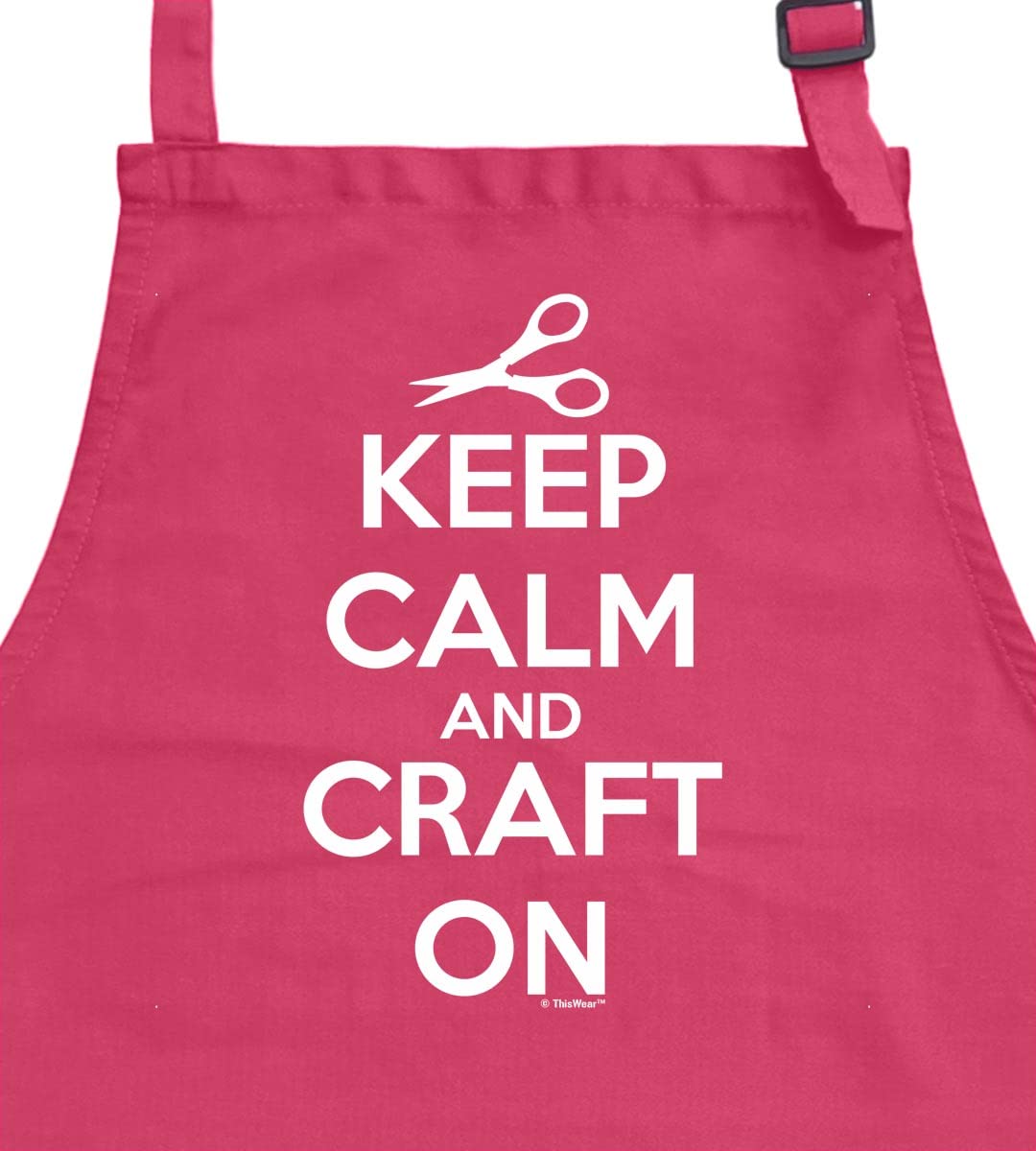 Keep Calm and Craft On Funny Apron for Crafting Crafter Scrapbooking Quilting Sewing Two Pocket Apron for Crafting Scrapbooker Apron Heliconia