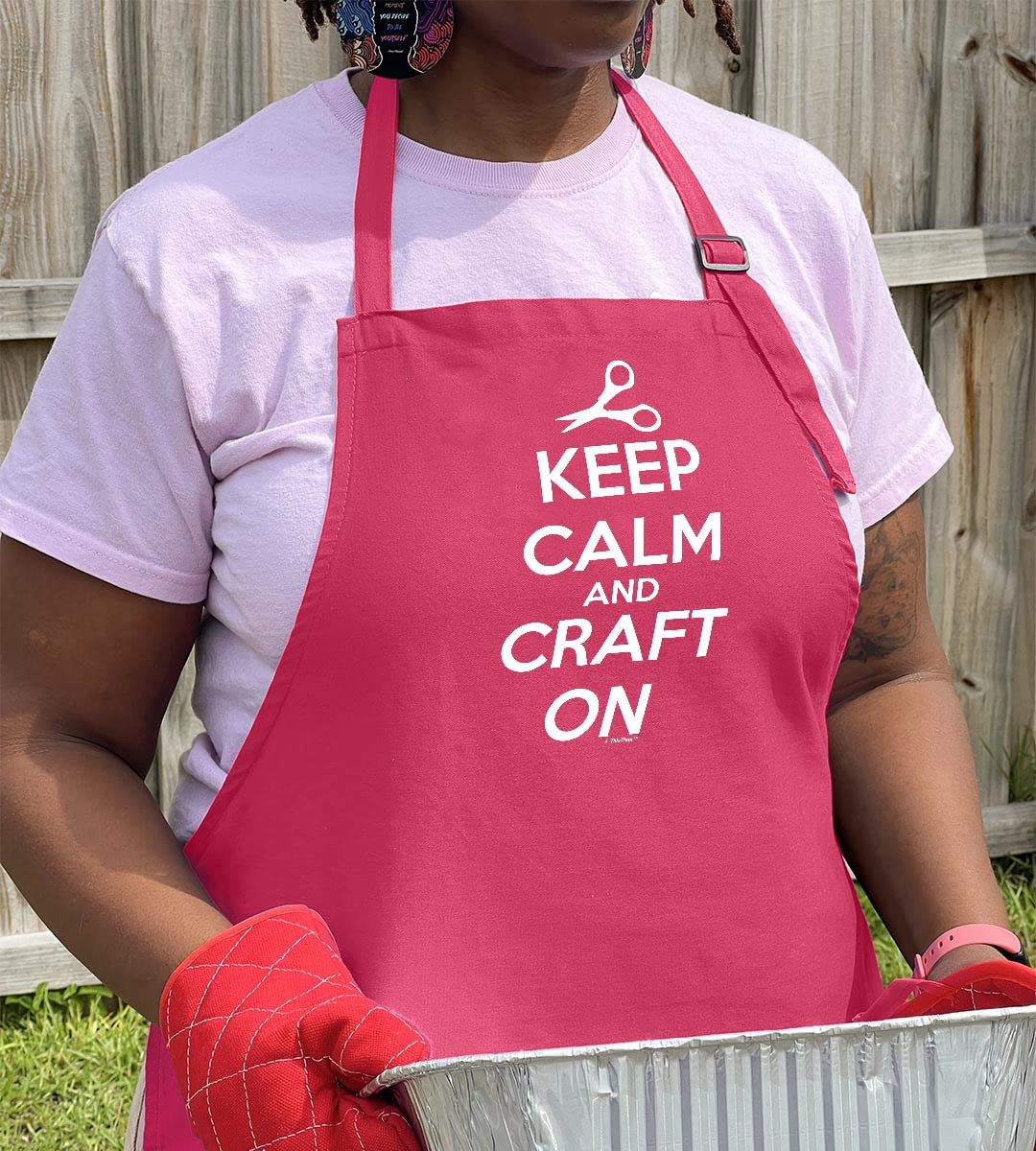 Keep Calm and Craft On Funny Apron for Crafting Crafter Scrapbooking Quilting Sewing Two Pocket Apron for Crafting Scrapbooker Apron Heliconia