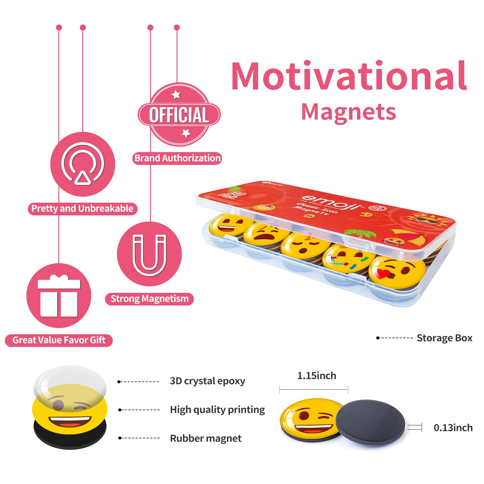 MORCART 30PCS Emoji Magnets for Fridge, Refrigerator Magnets for Locker Whiteboard Decorative School Cabinets Office Cubicle Magnetic Board Kitchen Classroom Funny Cute Magnets for Adults