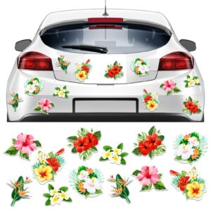 12 pieces cruise door magnets hibiscus refrigerator magnets cruise magnets car decorative magnets frangipani magnets decal locker magnets for carnival cruise ship car decor hawaii decoration