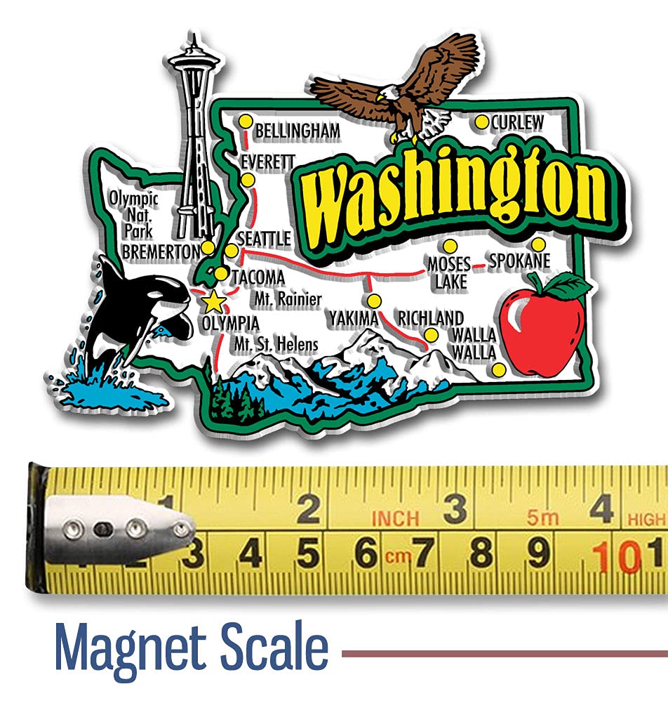 Washington Six-Piece State Magnet Set by Classic Magnets, Includes 6 Unique Designs, Collectible Souvenirs Made in The USA