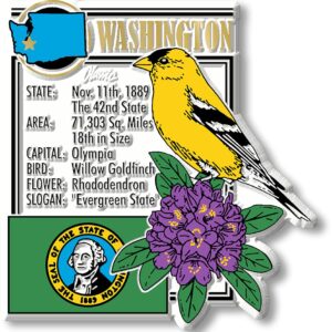 Washington Six-Piece State Magnet Set by Classic Magnets, Includes 6 Unique Designs, Collectible Souvenirs Made in The USA