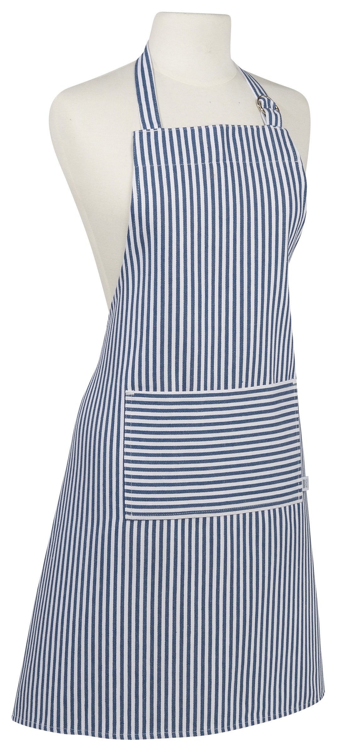 Now Designs Narrow Stripe Cotton Chef's Kitchen Apron, Royal Blue Stripe 28 x 32 in