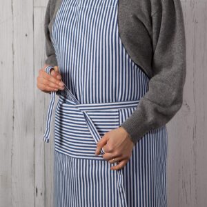 Now Designs Narrow Stripe Cotton Chef's Kitchen Apron, Royal Blue Stripe 28 x 32 in